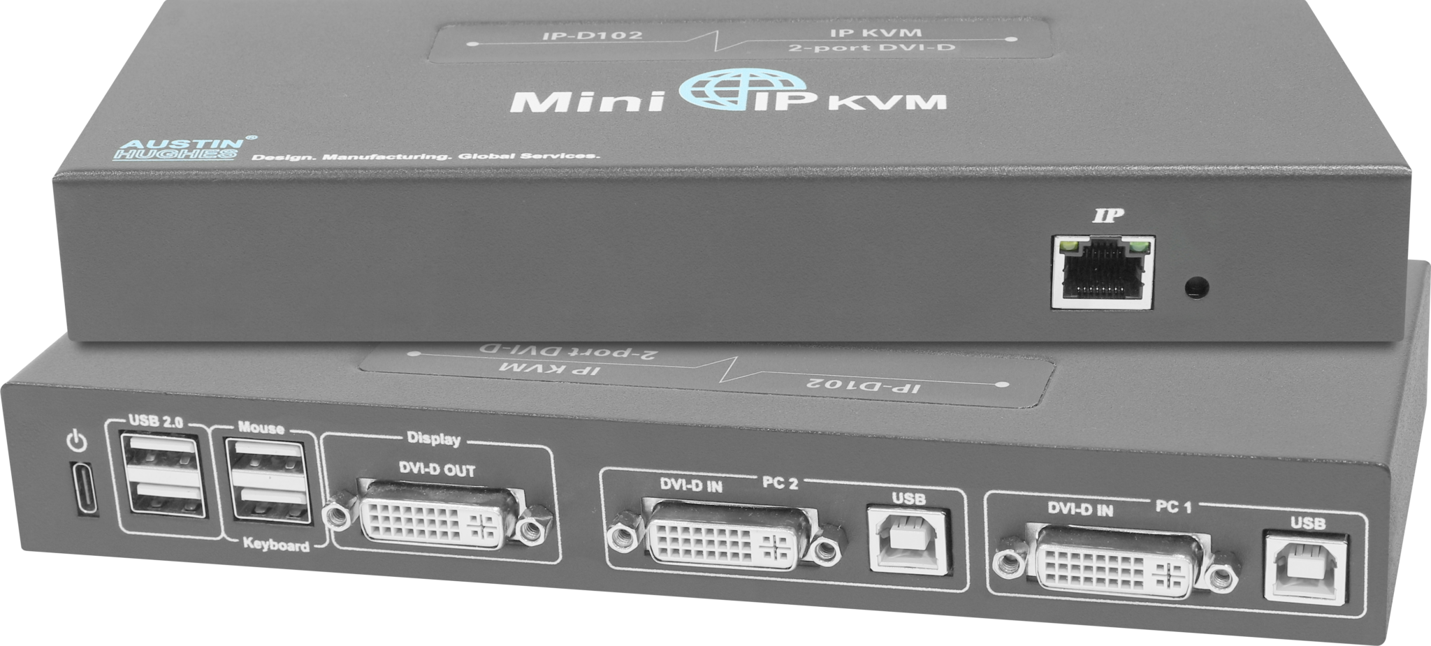 IP-D102, 2-port DVI-D Mini IP KVM Series | Austin Hughes