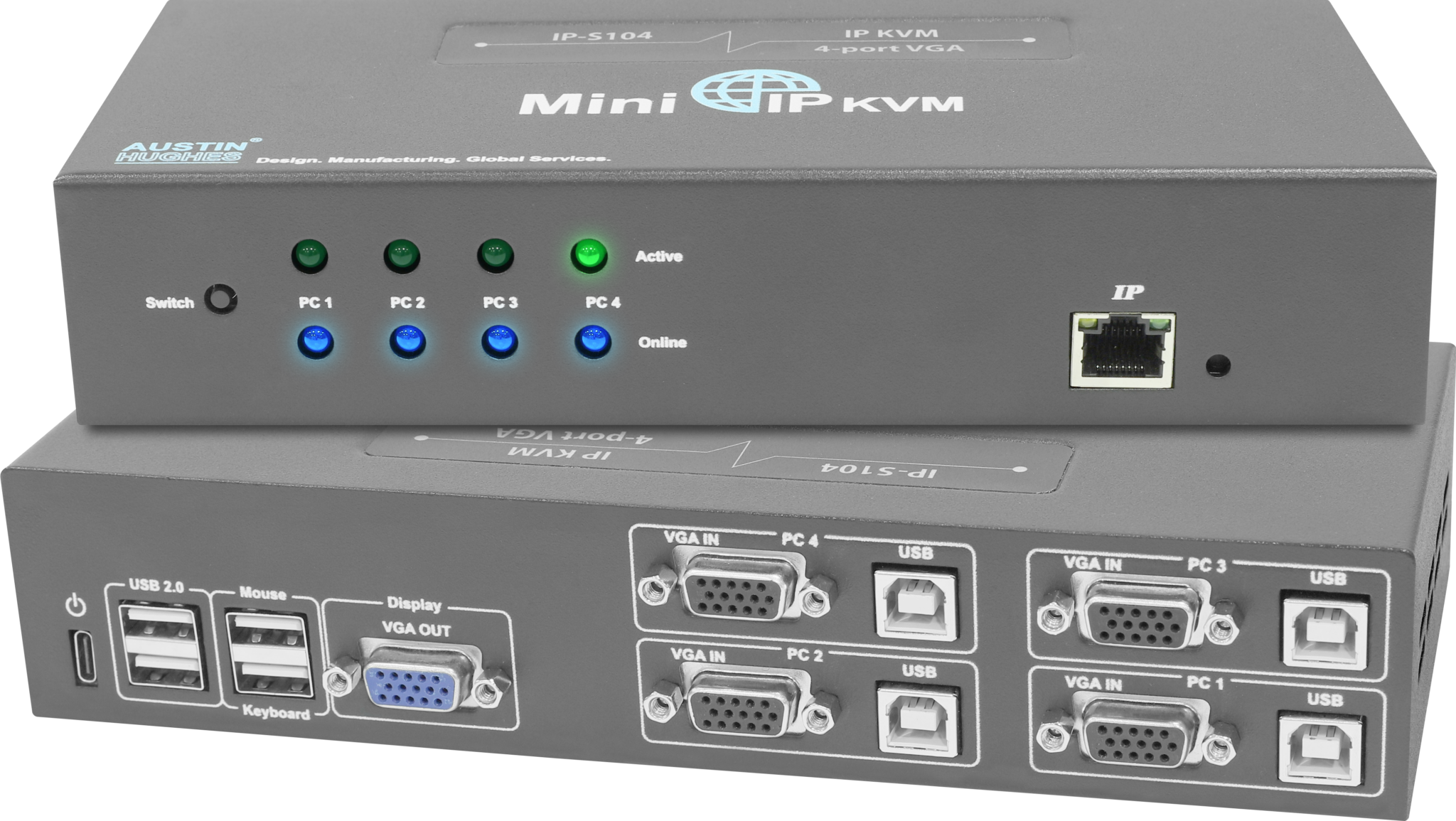 IP-S104, 4-port VGA Mini IP KVM Series | Austin Hughes